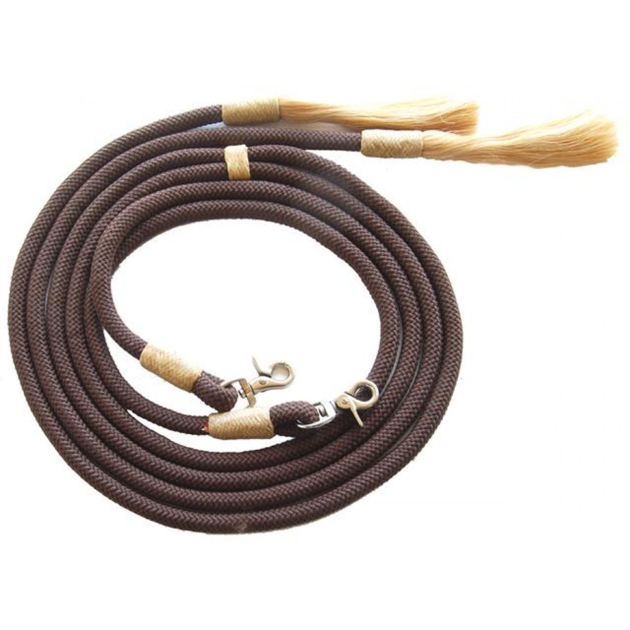 Sierra Nylon Split Round Rein With Rawhide, Brown | Saddles Canada