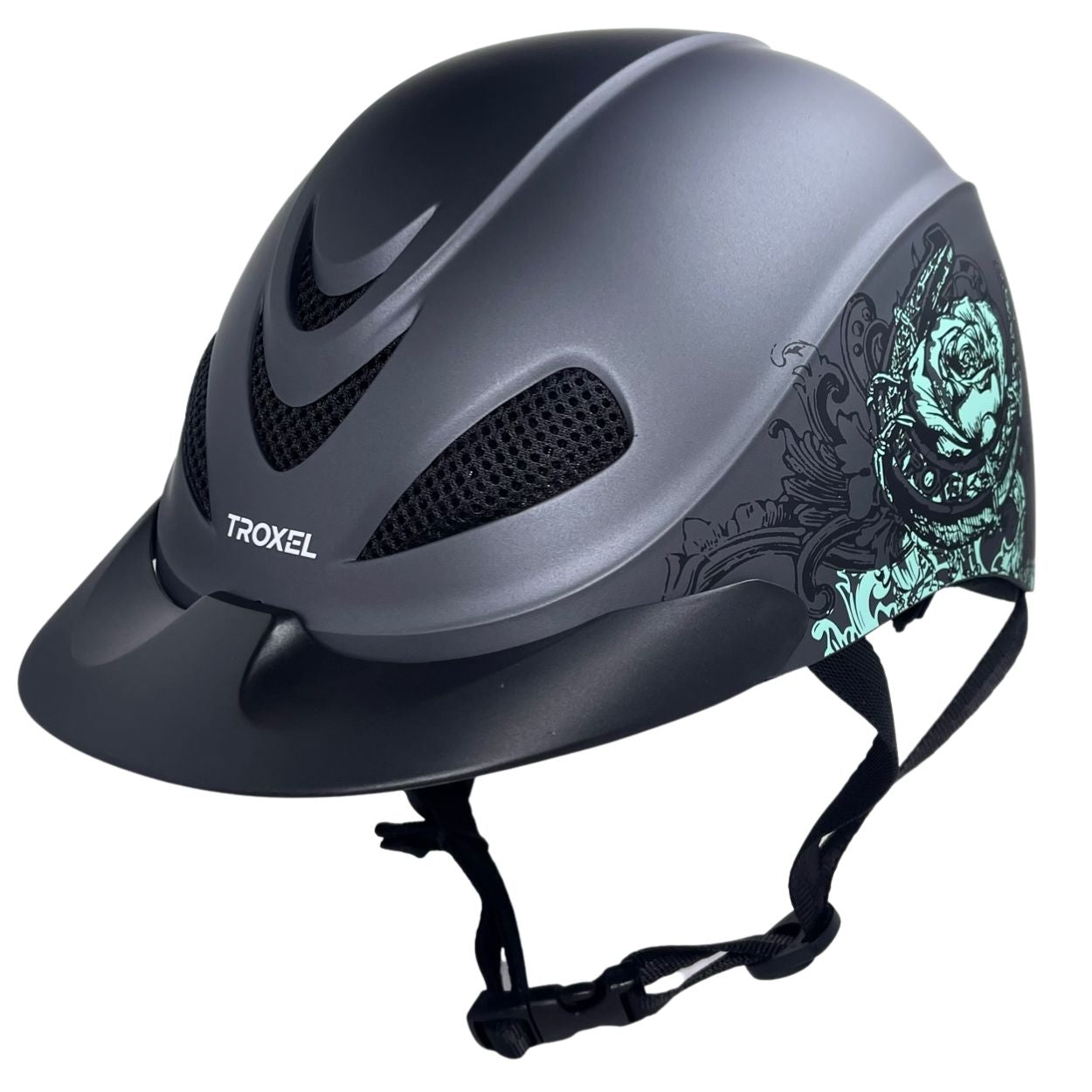 Troxel Rebel Helmet, Turquoise Rose | Saddles Canada